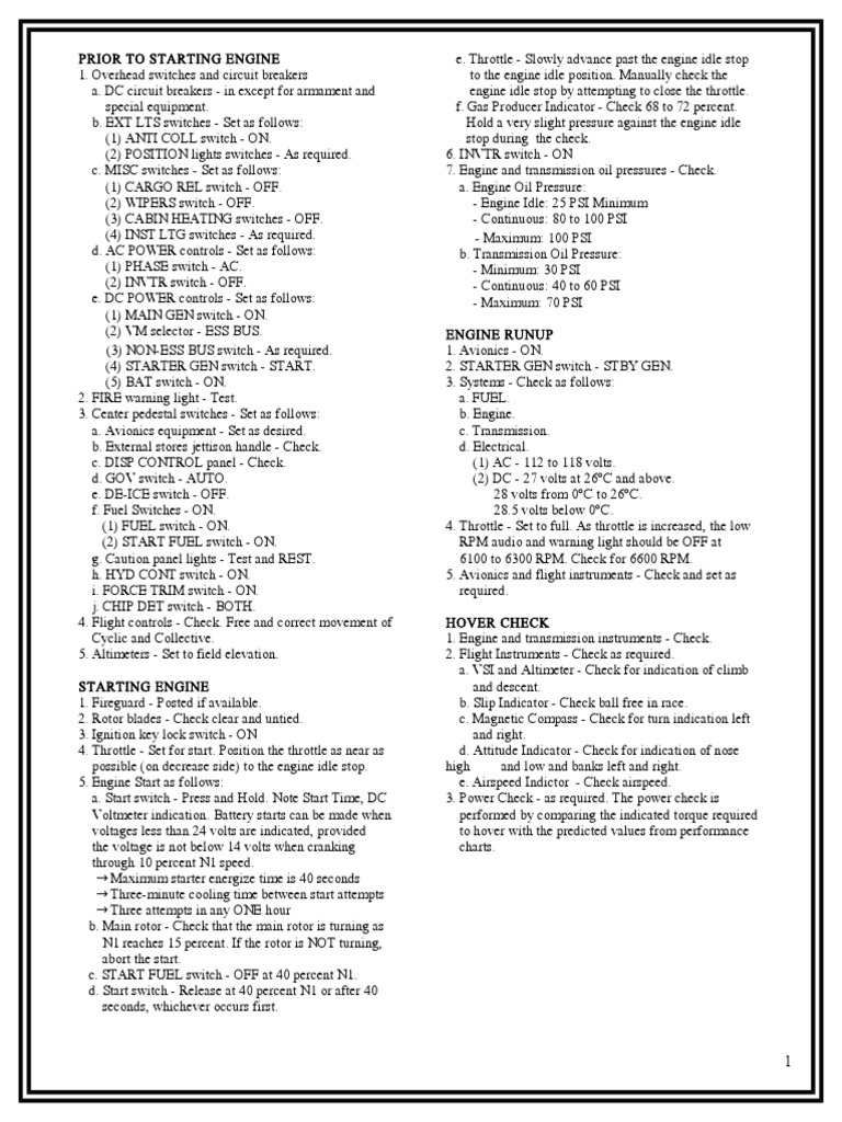 UH-1H Huey Checklist V2 | Download Free PDF | Electrical Engineering ...