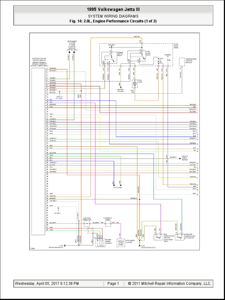 1995 VW Jetta 2.0L Diagrama de Motor 1 D 2 | PDF