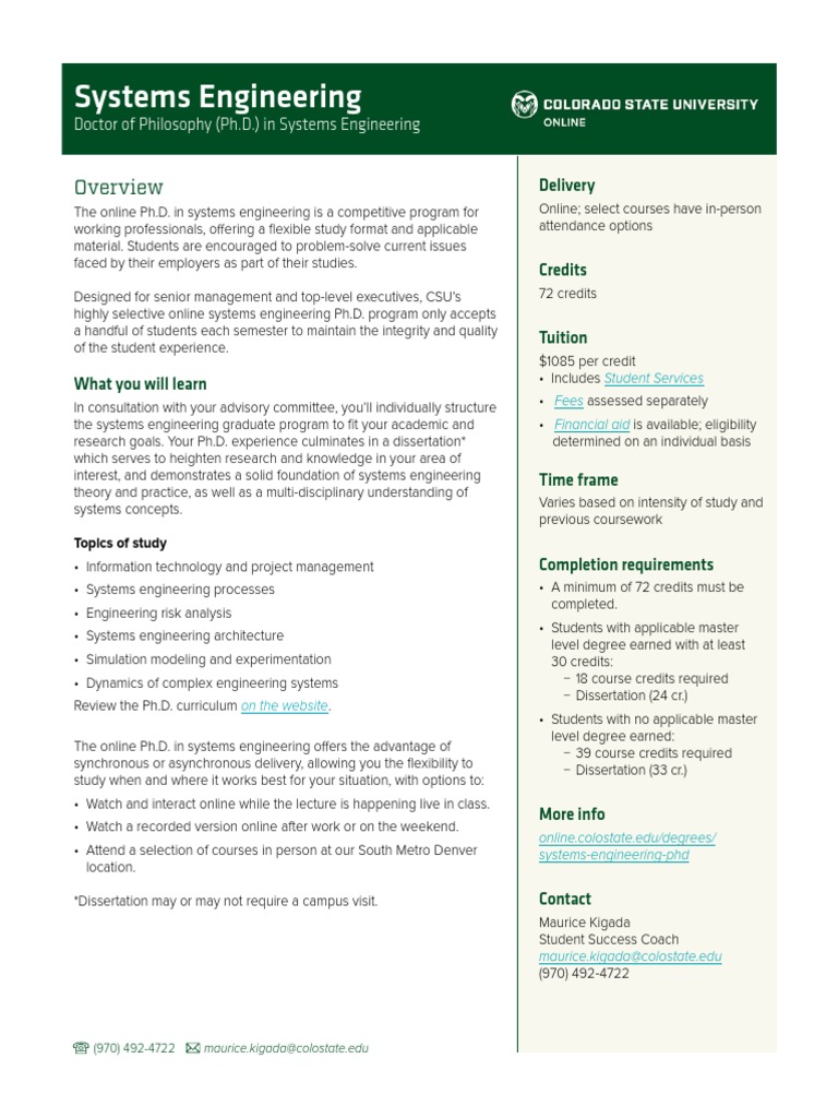 System Engineering | PDF | Doctor Of Philosophy | Graduate School