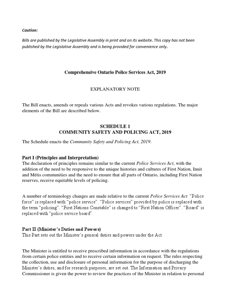 Comprehensive Ontario Police Services Act, 2019 | PDF | Police | Coroner