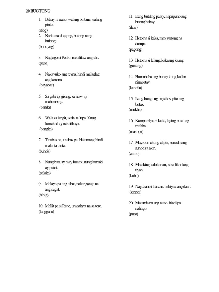 20 Bugtong | PDF