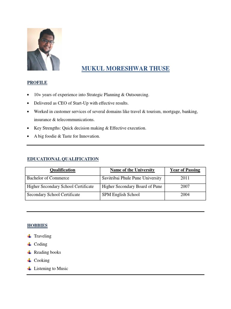 Mukul Thuse Resume | PDF | Startup Company | Small Business & Entrepreneurs