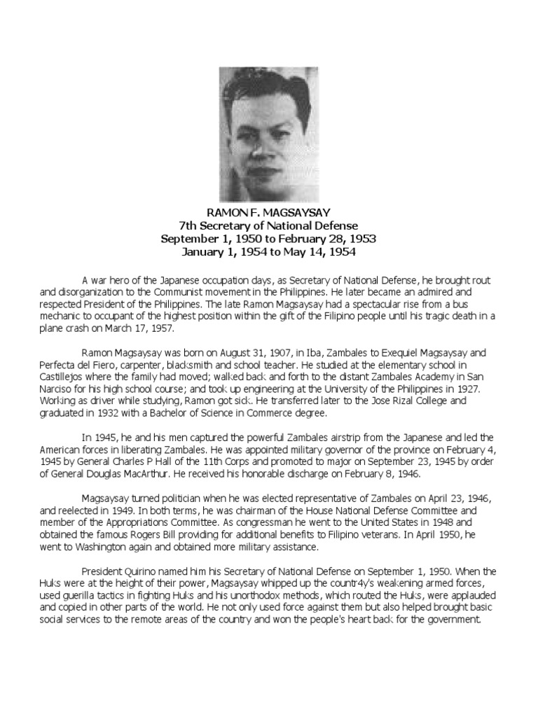 Magsaysay | PDF | President Of The Philippines | World Politics
