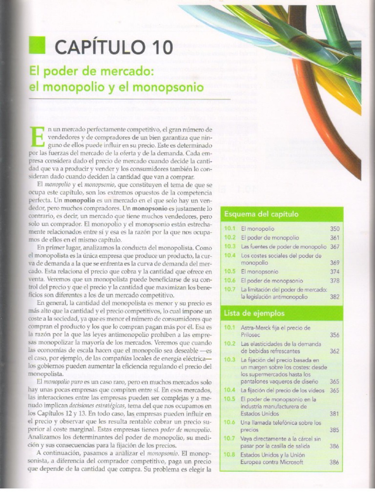 El Poder de Mercado, Monopolio y Monopsonio | PDF