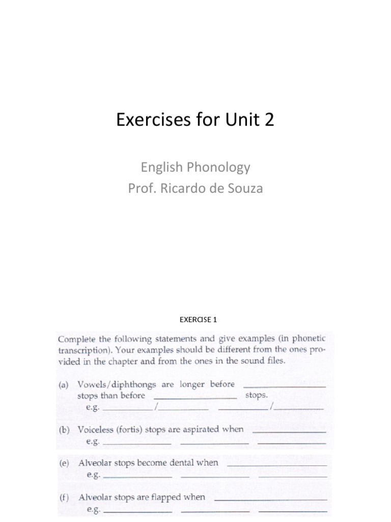 Unit 2 Exercises - 2016 Version | PDF