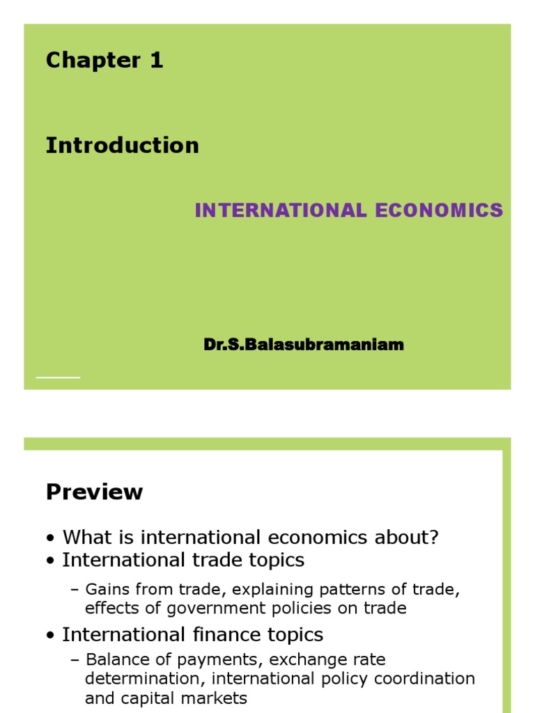 01 Intro International Economics | PDF | International Economics | Trade