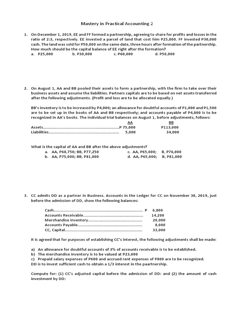 Practical Accounting 2 - Examination | PDF | Goodwill (Accounting ...