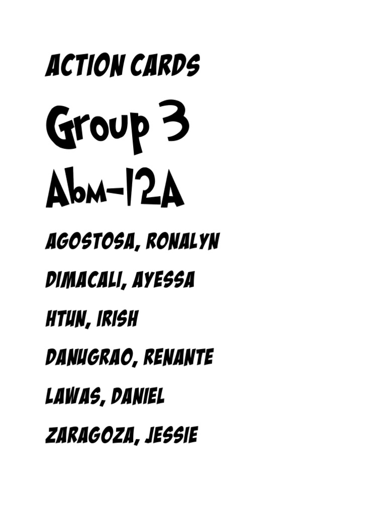 Action Cards for Group 3 Members | PDF