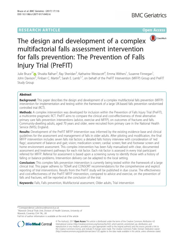 The Design and Development of A Complex Multifactorial Falls Assessment ...