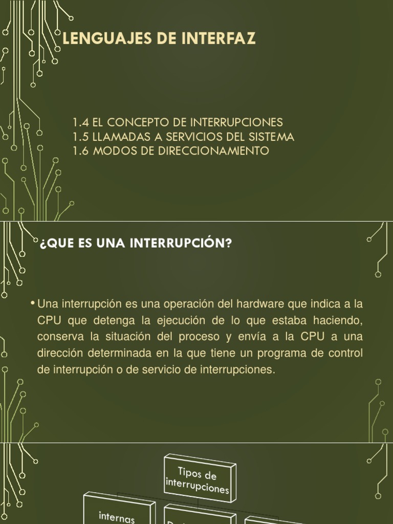 Interrupciones Lenguaje Interfaz | PDF | Sistema operativo | Puntero (Programación de computadora)
