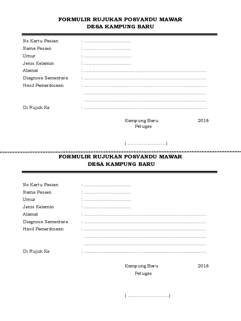 Formulir Rujukan Posyandu Melati | PDF