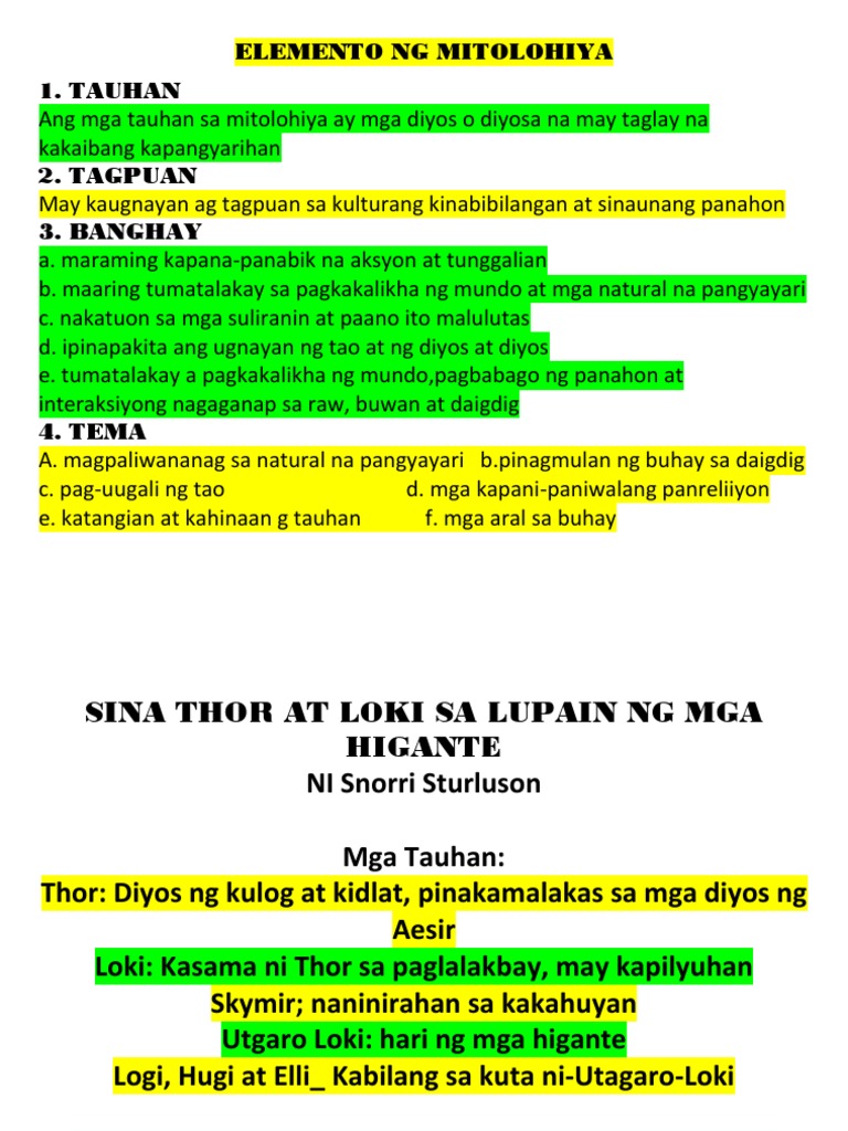 Elemento NG Mitolohiya | PDF