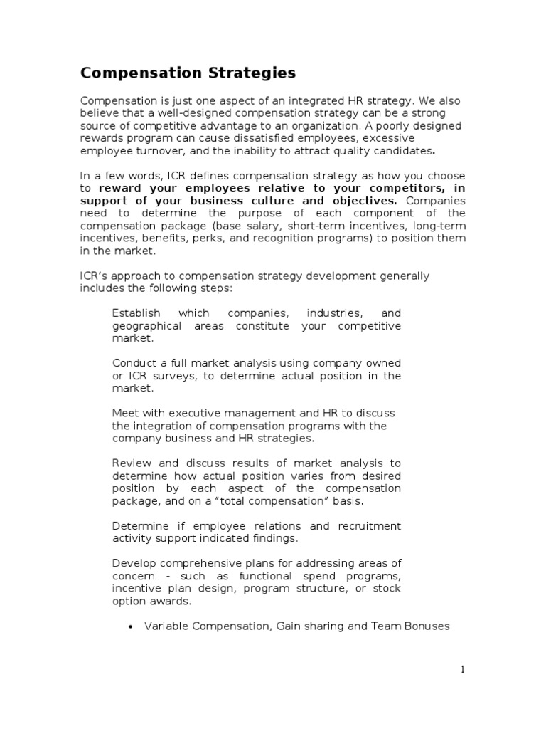 HR Compensation Strategy | PDF | Human Resource Management | Mergers ...