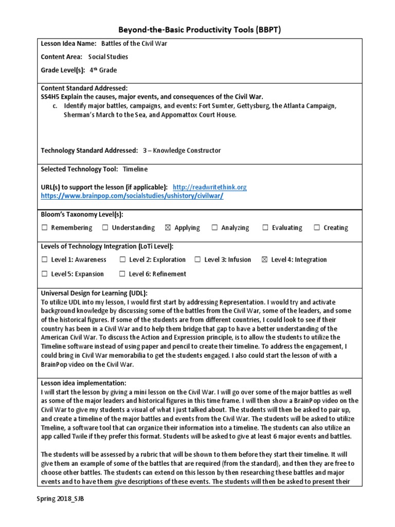 BBPT Lesson | PDF | American Civil War | Rubric (Academic)