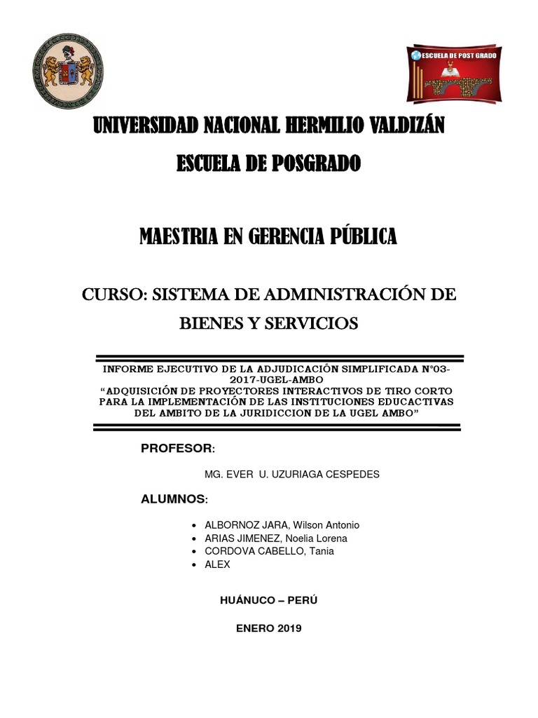 Informe Adjudicación Proyectores UGEL Ambo | PDF | Hdmi | Multimedia