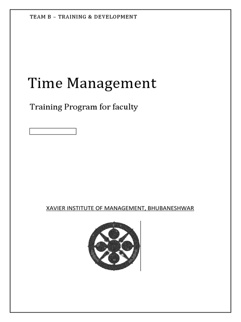 Time Management: Training Program For Faculty | PDF | Time Management ...