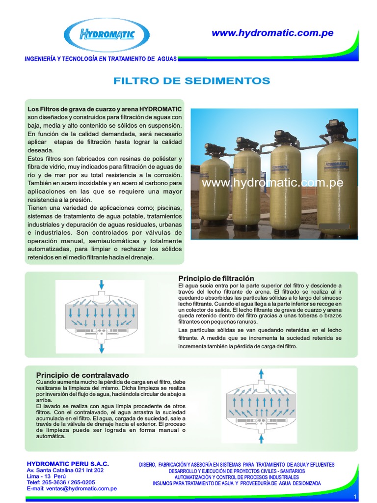 Ficha Técnica Filtro Multimedia Hydromatic | PDF | Filtración | Agua
