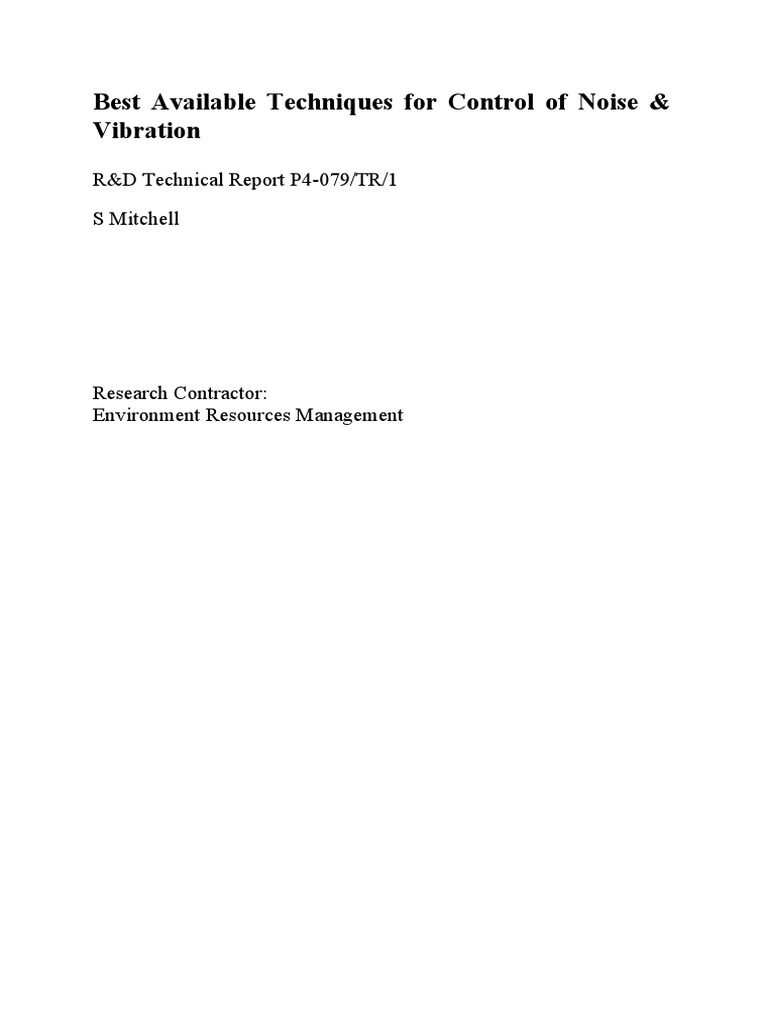Best Available Techniques For Control of Noise & Vibration | PDF ...
