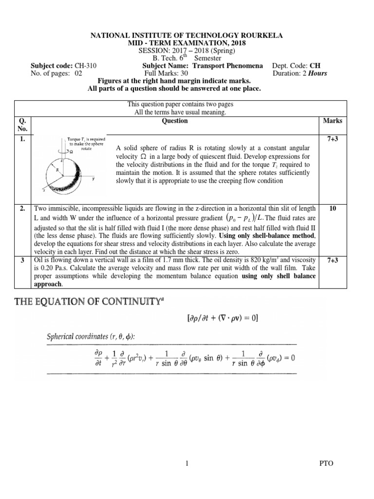 CH310 | PDF | Fluid Dynamics | Mechanical Engineering