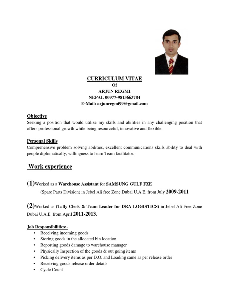 Arjun Regmi - CV U.a.E 1-2 | PDF