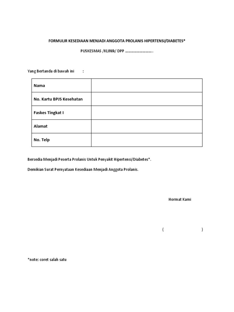 Formulir Kesediaan Anggota | PDF