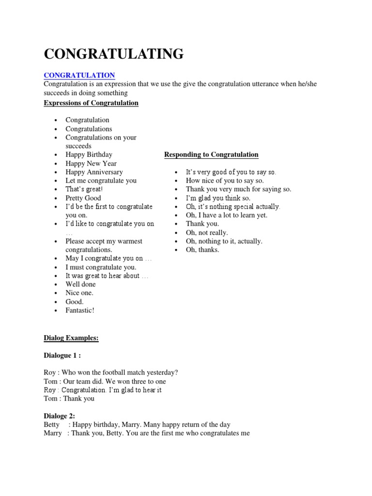 Congratulating | PDF | Cooking, Food & Wine | Self-Improvement