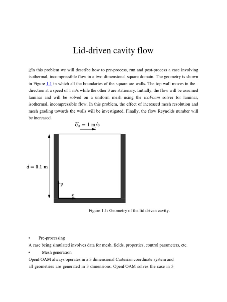 Lid-Driven Cavity Flow Simulation Guide | PDF | Fluid Dynamics ...
