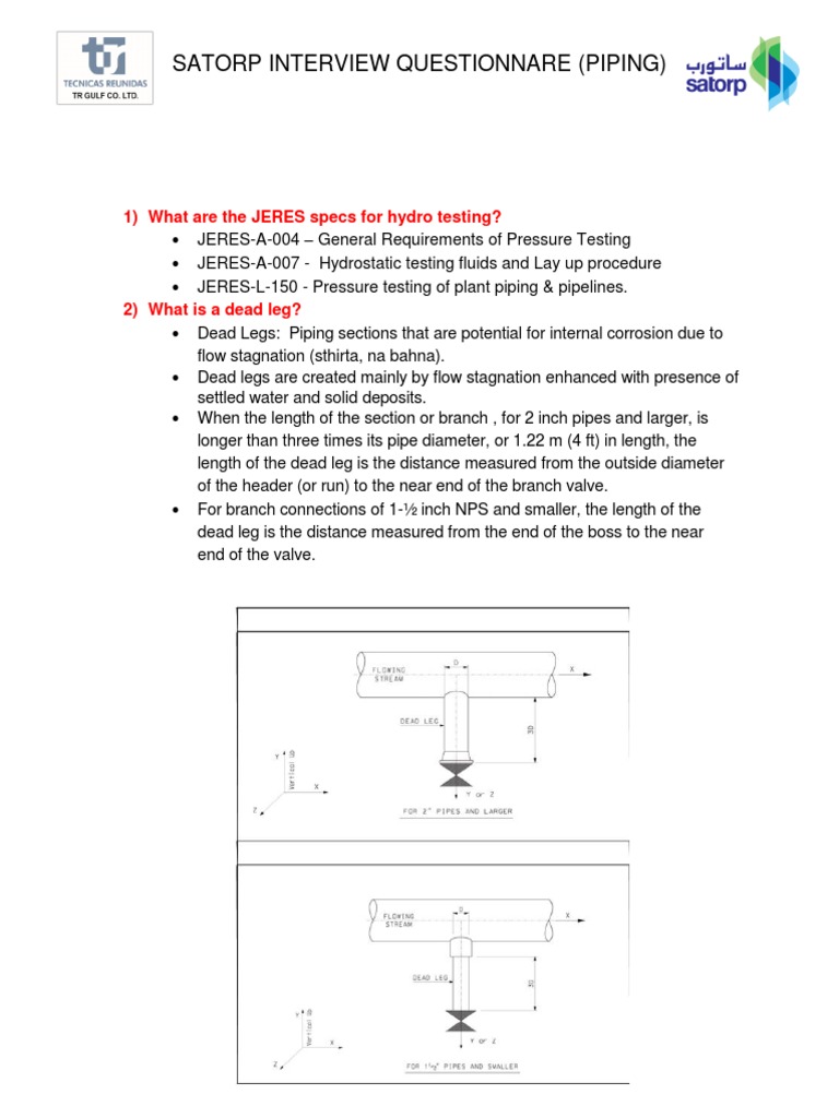 Piping Questionnaire | PDF | Pipe (Fluid Conveyance) | Valve