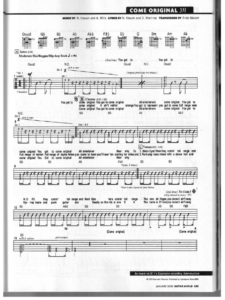 311 Come Original Pdf