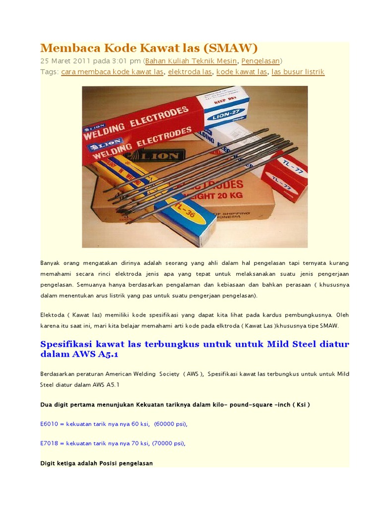 Membaca Kode Kawat Las | PDF