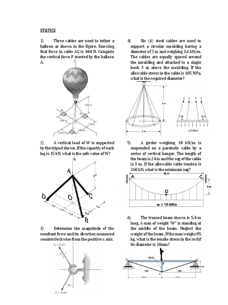 Statics | PDF | Beam (Structure) | Tension (Physics)
