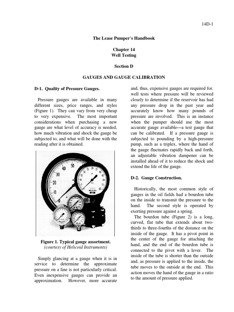 Pressure Gauges | PDF | Calibration | Pressure Measurement