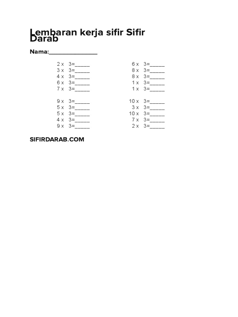 Sifir 3-20 Soalan | PDF