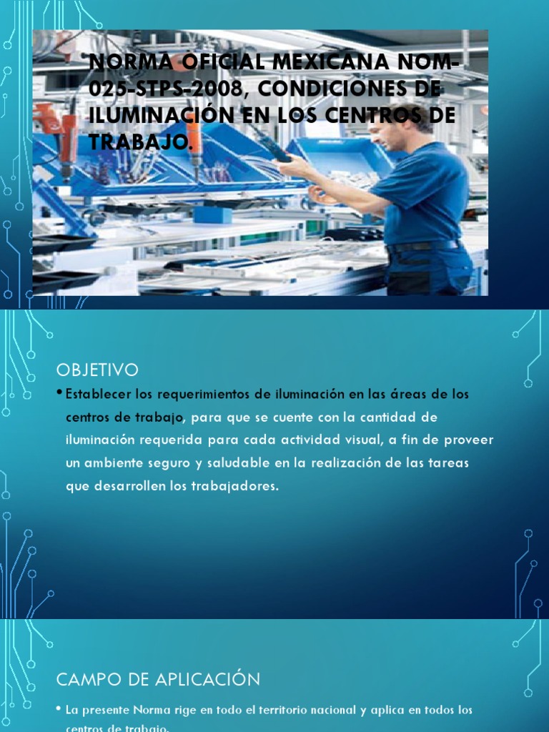 NORMA Oficial Mexicana NOM-025-STPS-2008, Condiciones de Iluminación ...