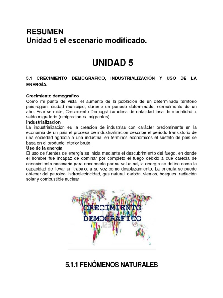 Resumen Unidad 5 Escenario Modificado | PDF | Desarrollo sostenible ...