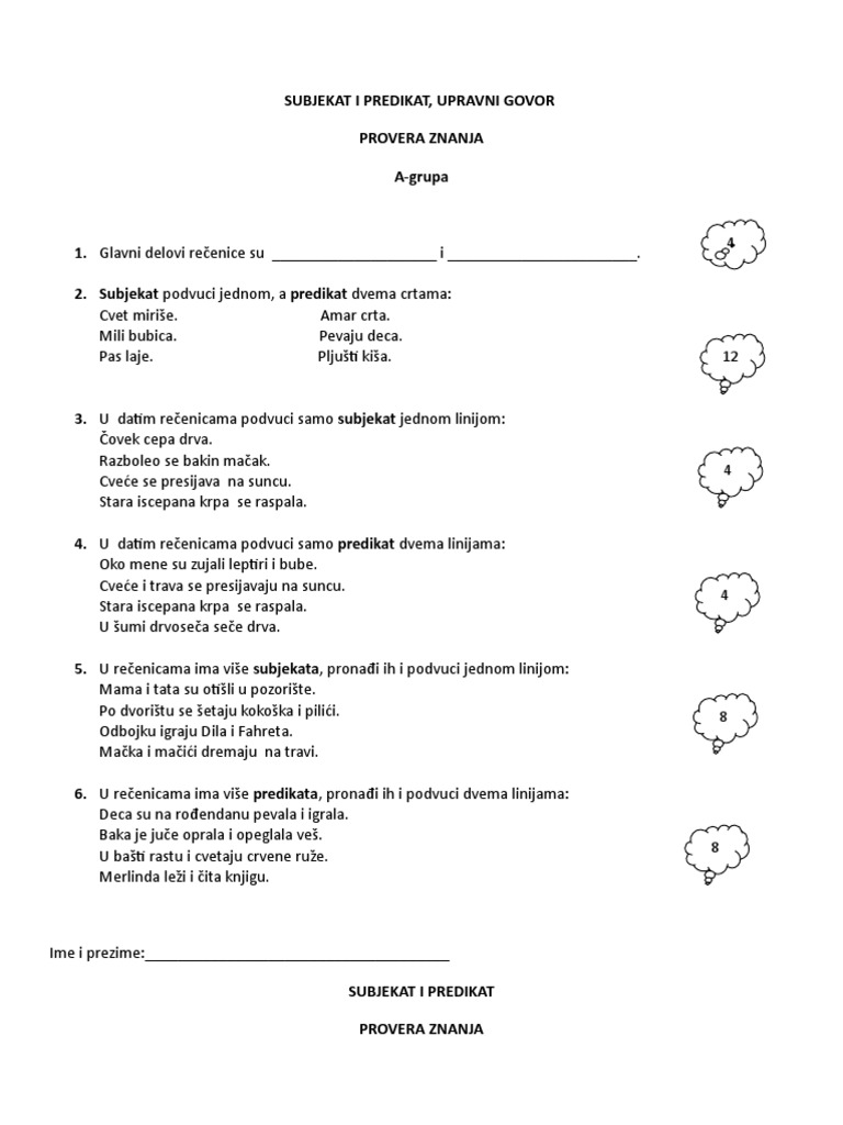 Subjekat Predikat Upravni Govor | PDF