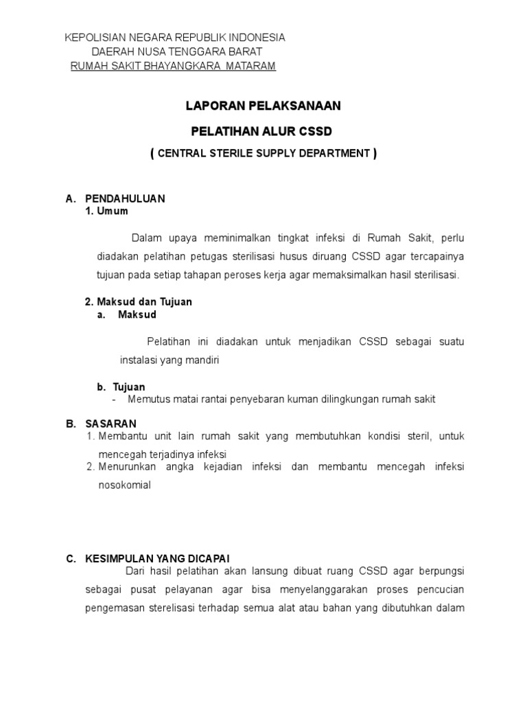 Laporan CSSD | PDF | Kesehatan Holistik | Teknologi & Rekayasa