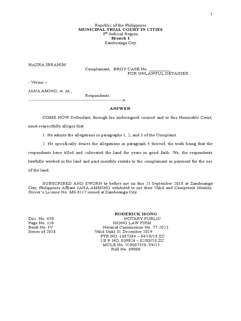 Municipal Trial Court in Cities Branch 1 | PDF | Lawsuit | Virtue