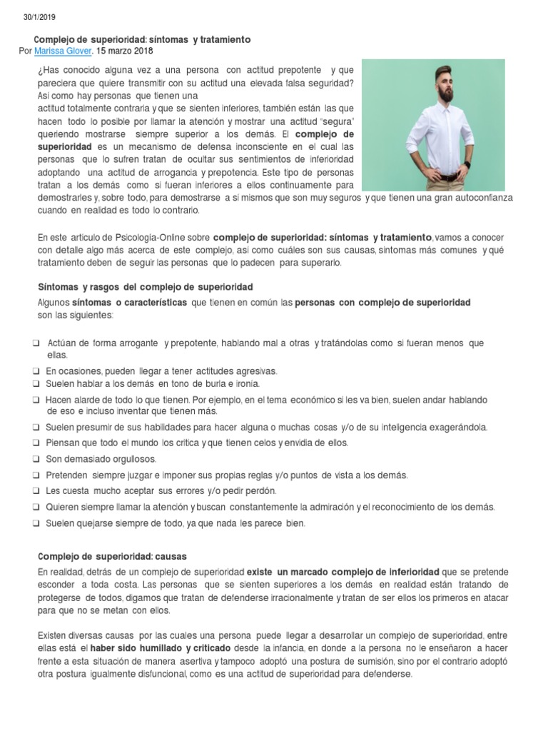 Complejo de Superioridad: Síntomas y Tratamiento | PDF | Comportamiento ...
