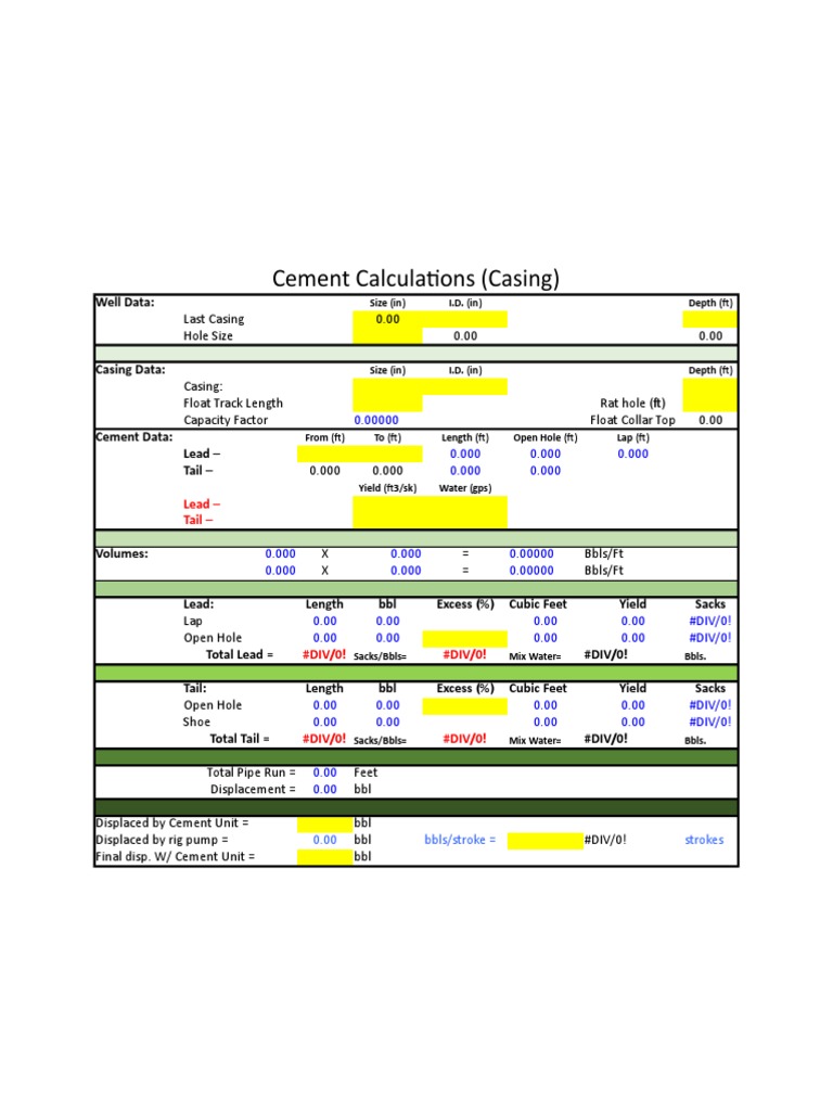 Primary CMT Calculation TEST | PDF | Casing (Borehole) | Barrel (Unit)