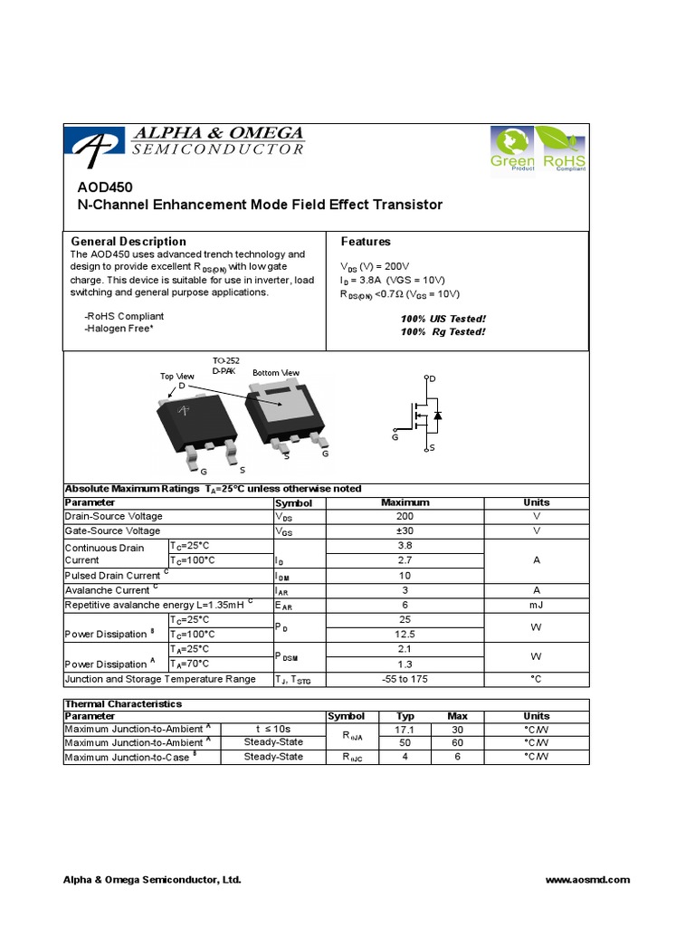 D 450 | PDF | Field Effect Transistor | Semiconductors