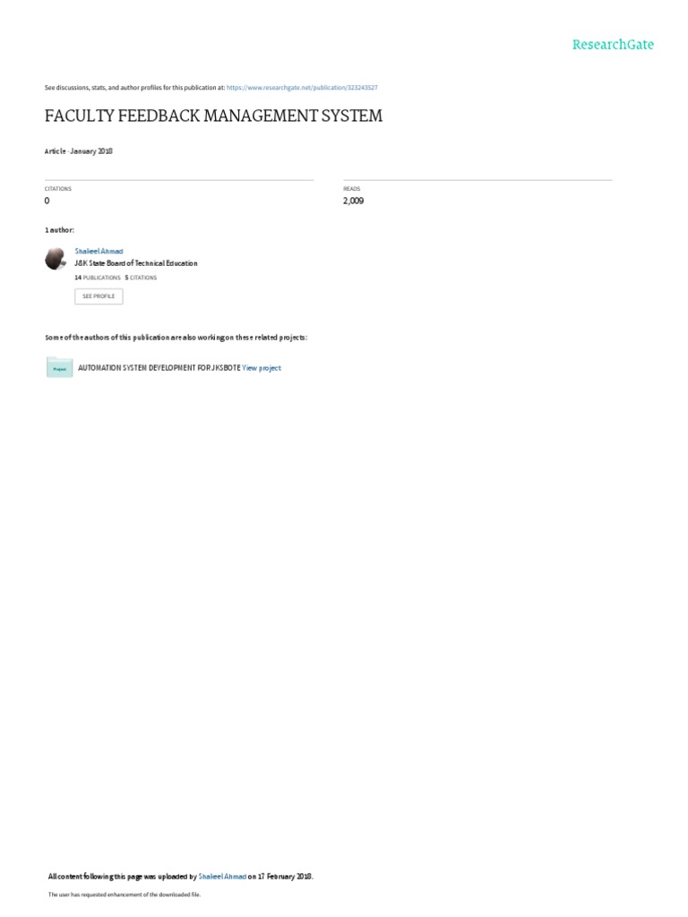Faculty Feedback Managment System | PDF | Databases | Feedback