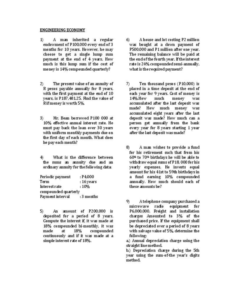 Engineering Economy | PDF | Present Value | Depreciation