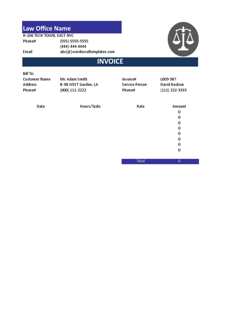 Legal Invoice Template | PDF