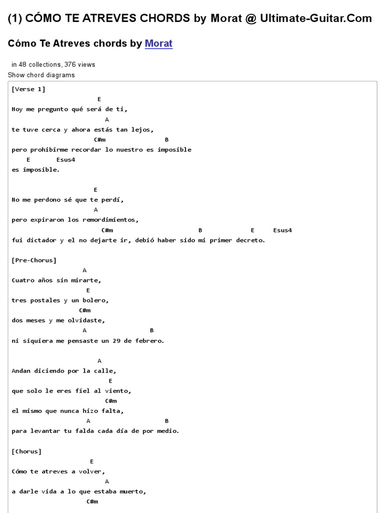 Cómo Te Atreves Chords by Morat at Ultimate-Guitar | PDF | Ocio