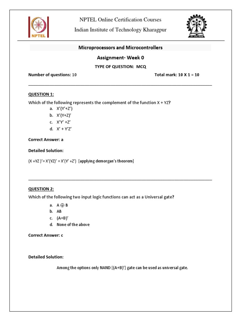 MPMC Assignment0 | Download Free PDF | Teaching Mathematics | Digital ...