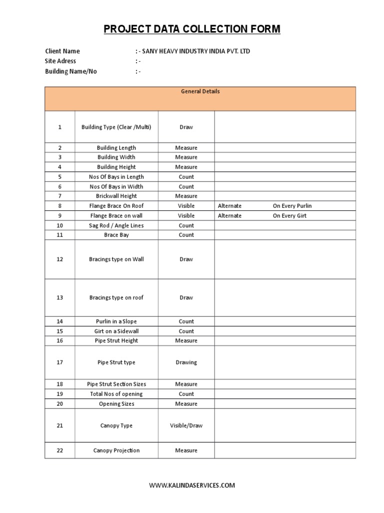 Data Collecting For From Existing Site | PDF | Column | Crane (Machine)