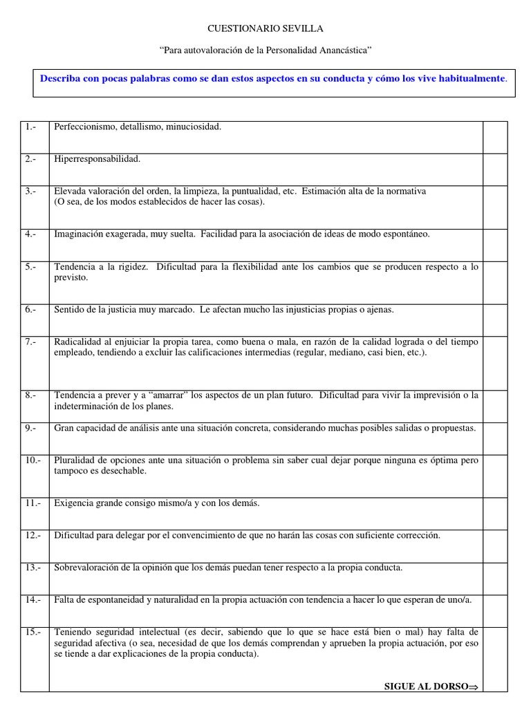 Escala de Obsesión-Compulsión de Yale-Brown (Y-BOCS Y) | PDF