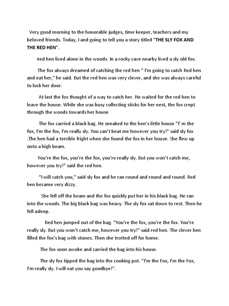 The Sly Fox and The Red Hen | PDF