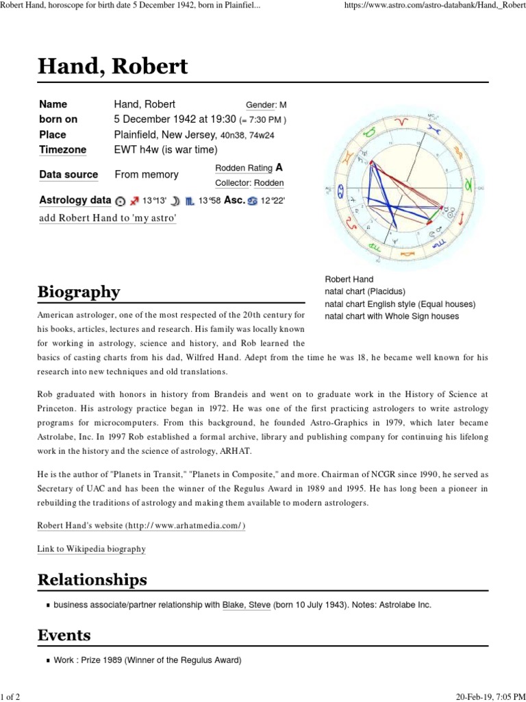 Astro-Databank Robert Hand | PDF | Horoscope | Astrology